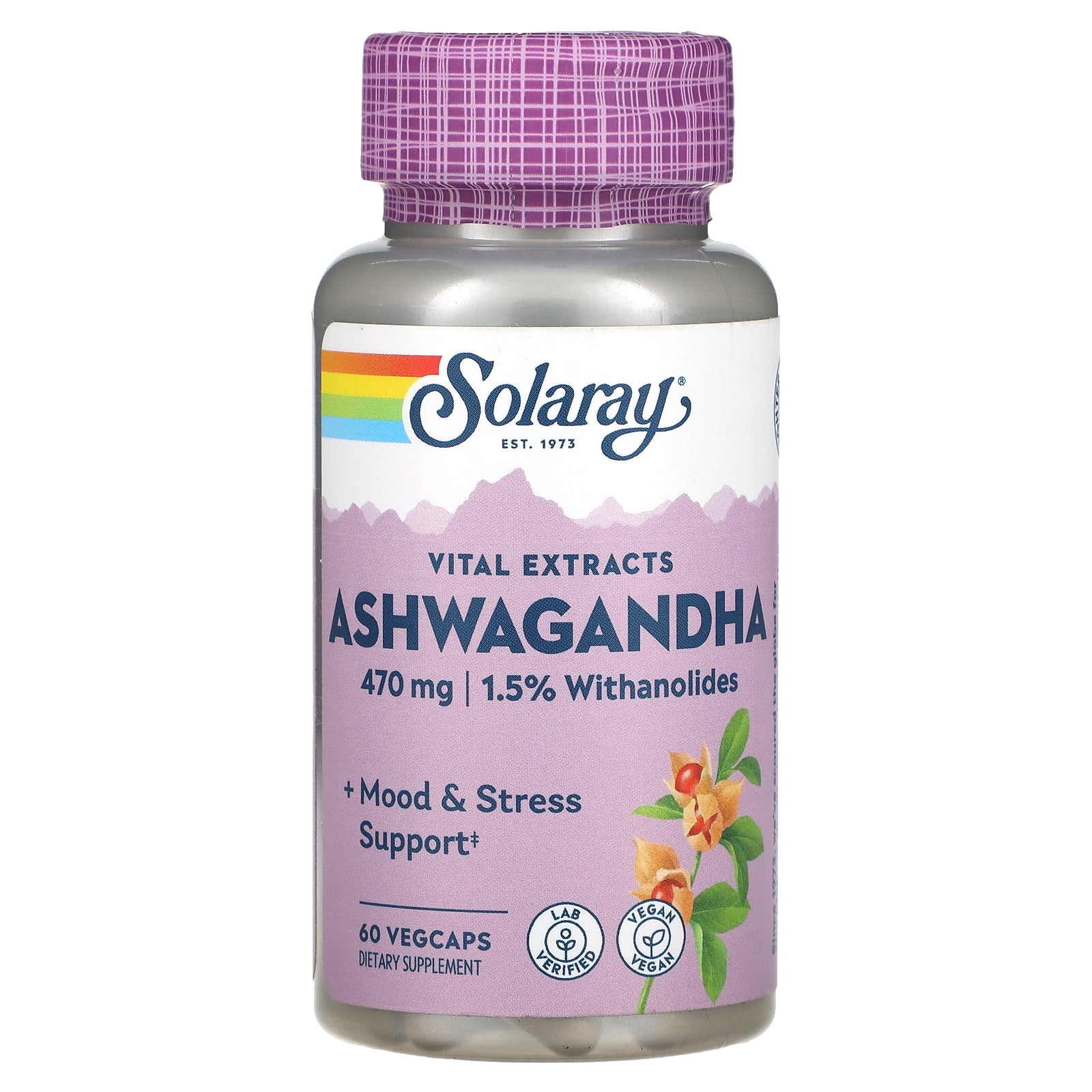 Solaray Ashwagandha 470 mg 60 Veg Caps - Walmart.com