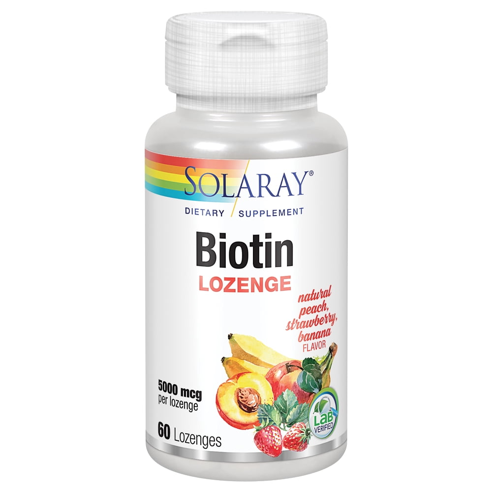 Solaray Biotin 5000 mcg | Natural Peach, Strawberry, Banana Flavor ...
