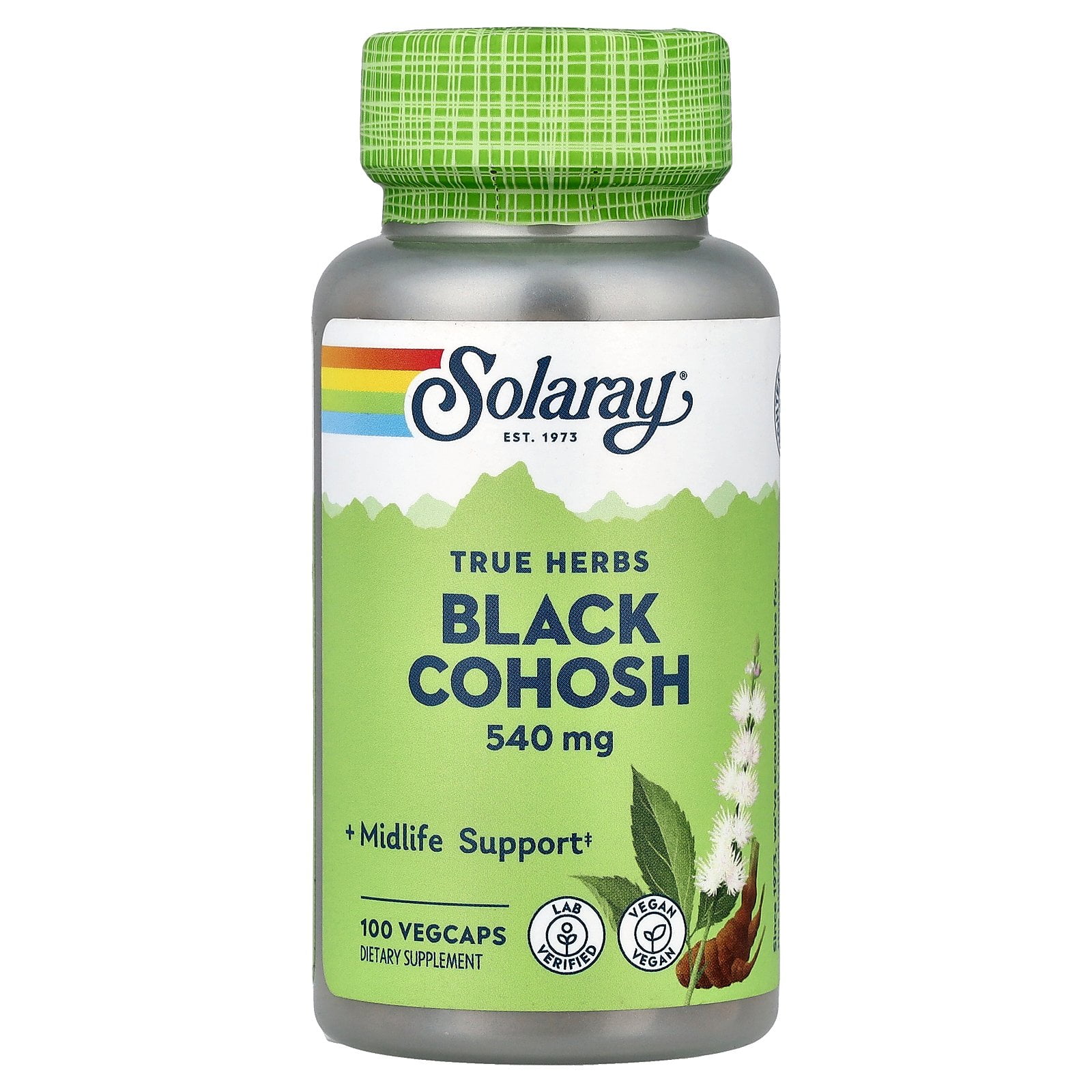 Solaray Black Cohosh 540 Mg Whole Root Vegan 100 Vegcaps Walmart