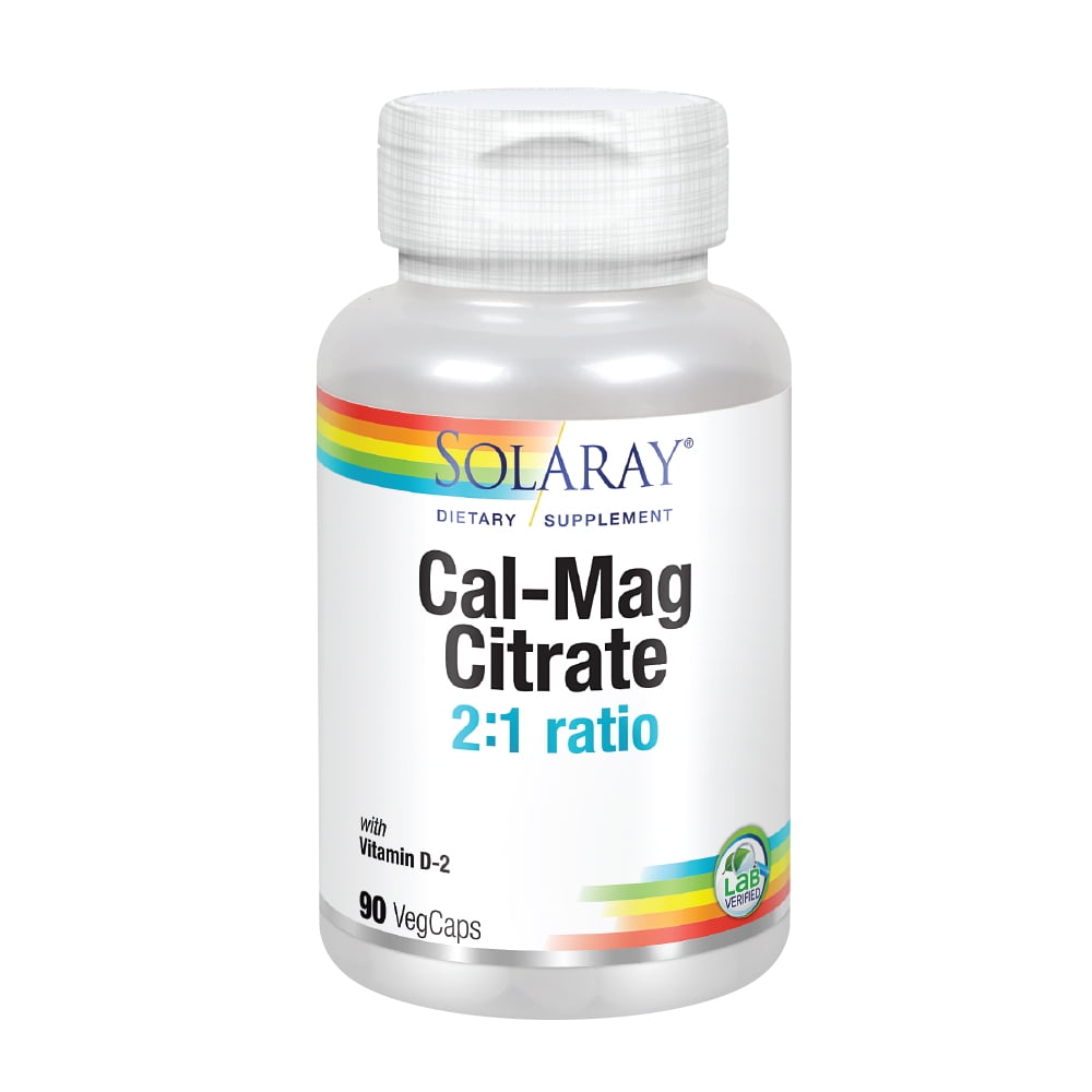 Solaray Cal-Mag Citrate with Vitamin D 2:1 Capsules, 90 Count - Walmart.com