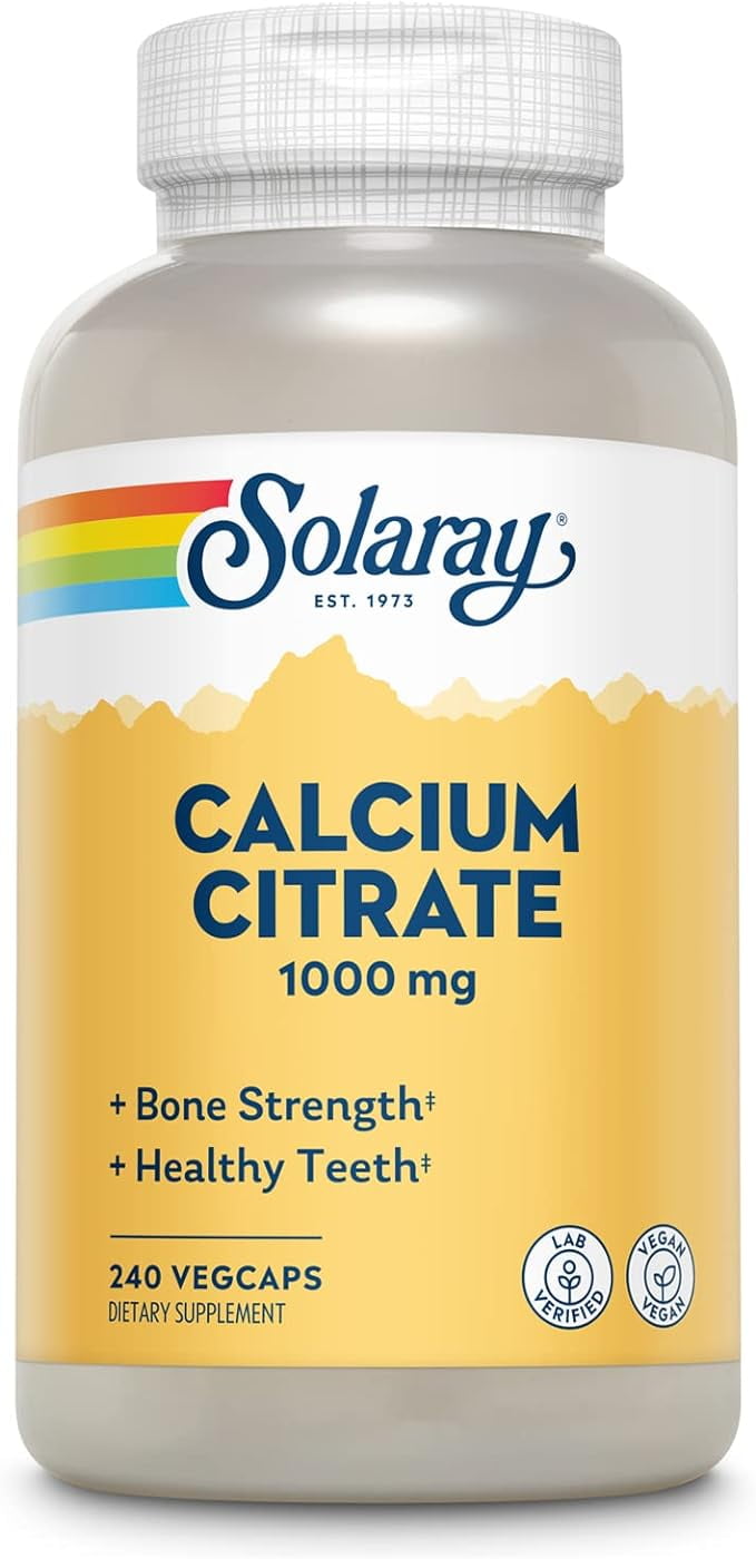 Solaray Calcium Citrate 1000mg, Chelated Calcium Supplement for Bone ...