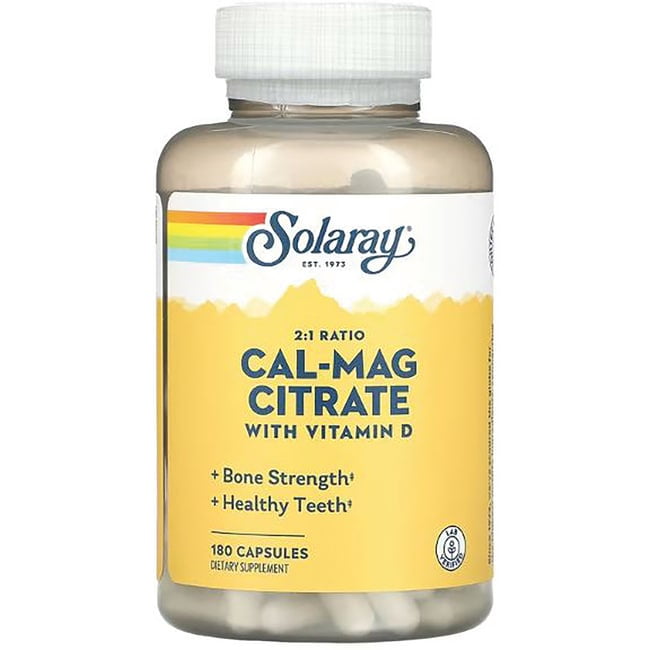 Solaray Calcium Magnesium Citrate 2:1 w/ Vitamin D-3, Strong Bones & Teeth, Muscle & Nerve ...