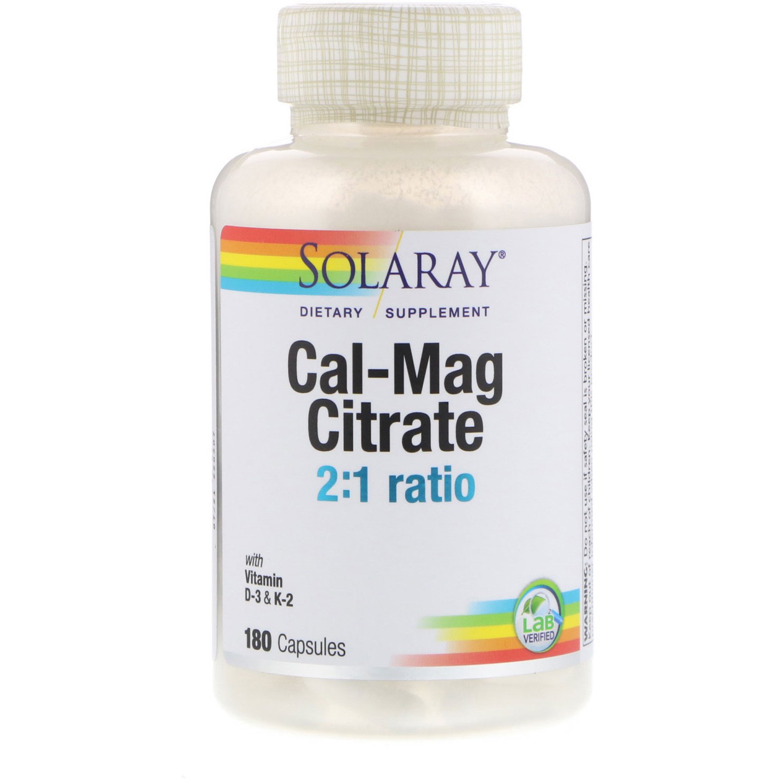 Solaray Calcium & Magnesium Citrate 2:1 w/ Vitamin D3 & K2, Healthy Bone, Muscle & Nerve Support ...