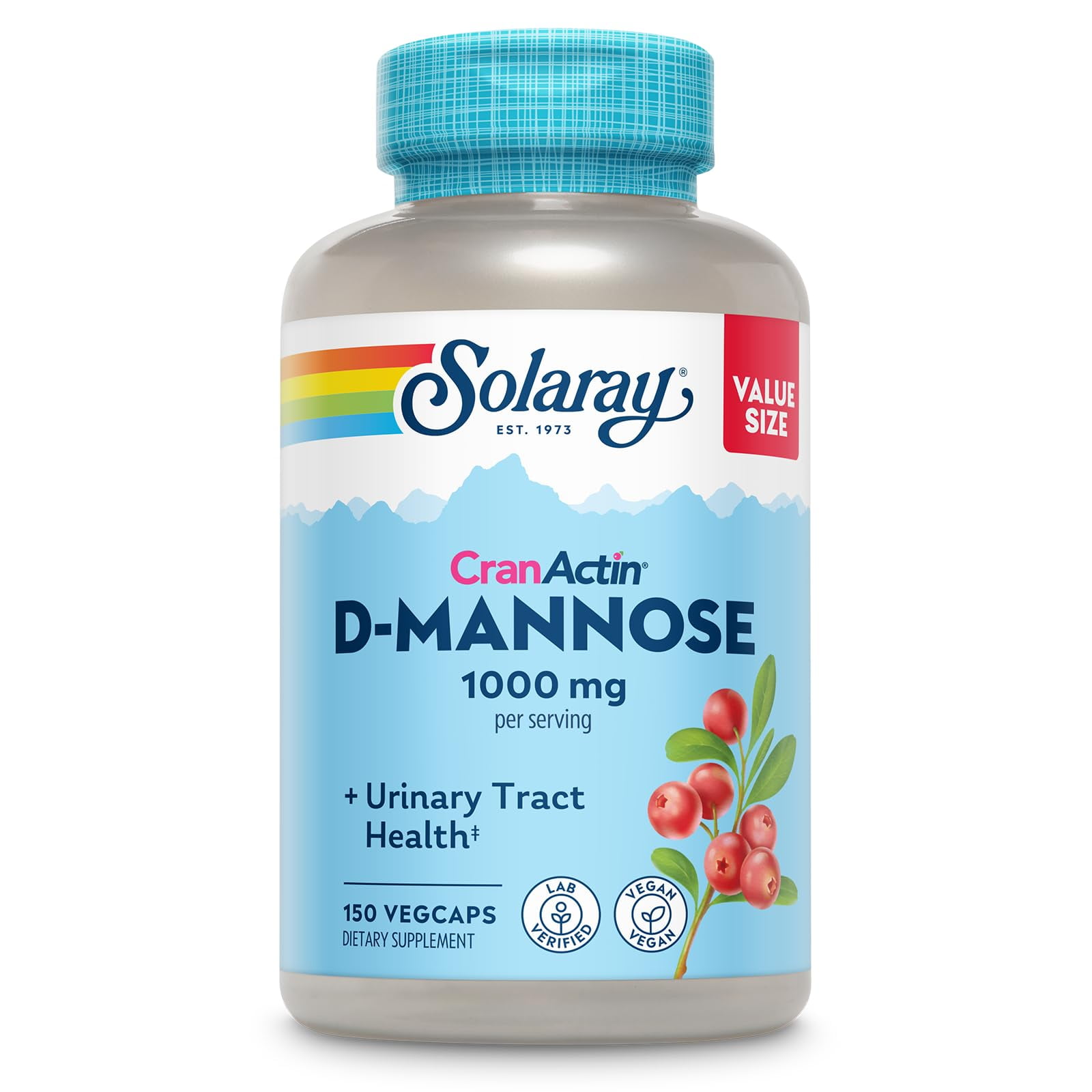 Solaray D-Mannose 1000mg with CranActin Cranberry Supplement 400mg ...