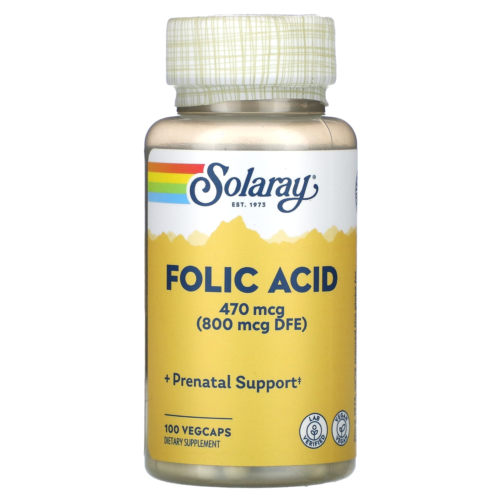 Folic Acid-800 800 mcg By Solaray - 100 Capsules - Walmart.com