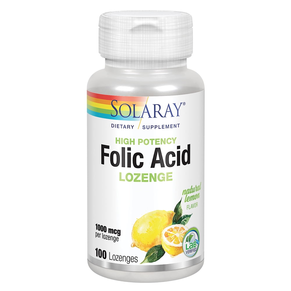 Solaray High Potency Folic Acid Lozenge 1000 mcg | Healthy Prenatal Support & More | Natural ...