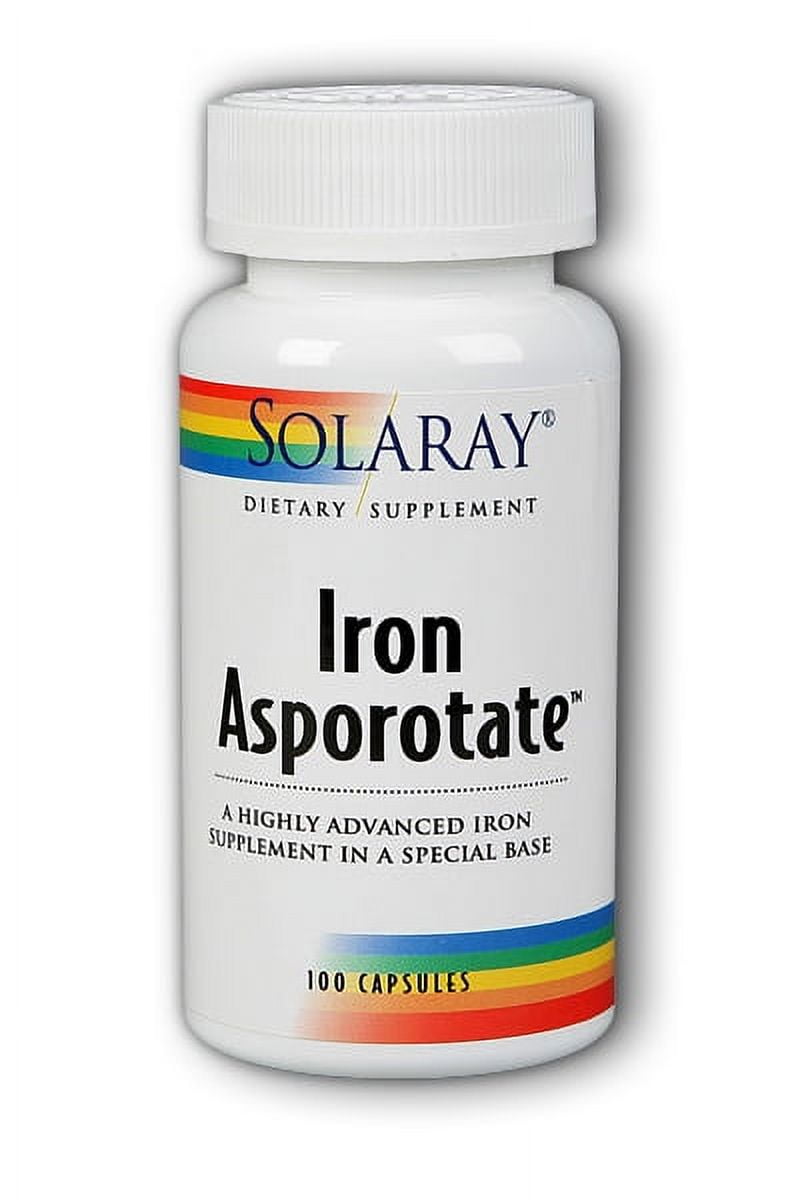 Solaray Iron Asporotate 18 mg Supplement Pills, Blood Builder, 100 Ct ...