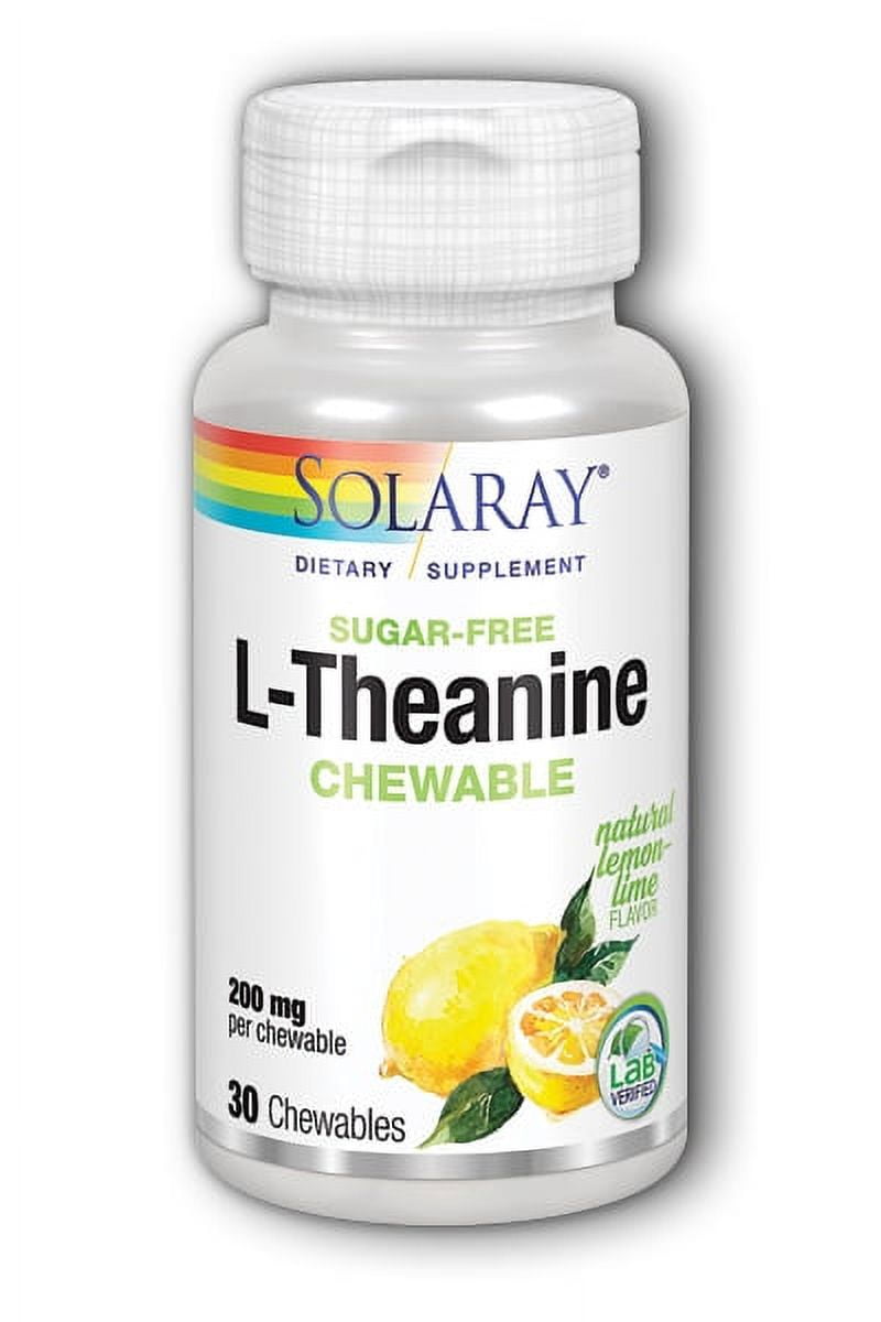 Solaray L-Theanine Chewable 200mg, Sugar-Free, Lemon Lime Flavor - 30 ...