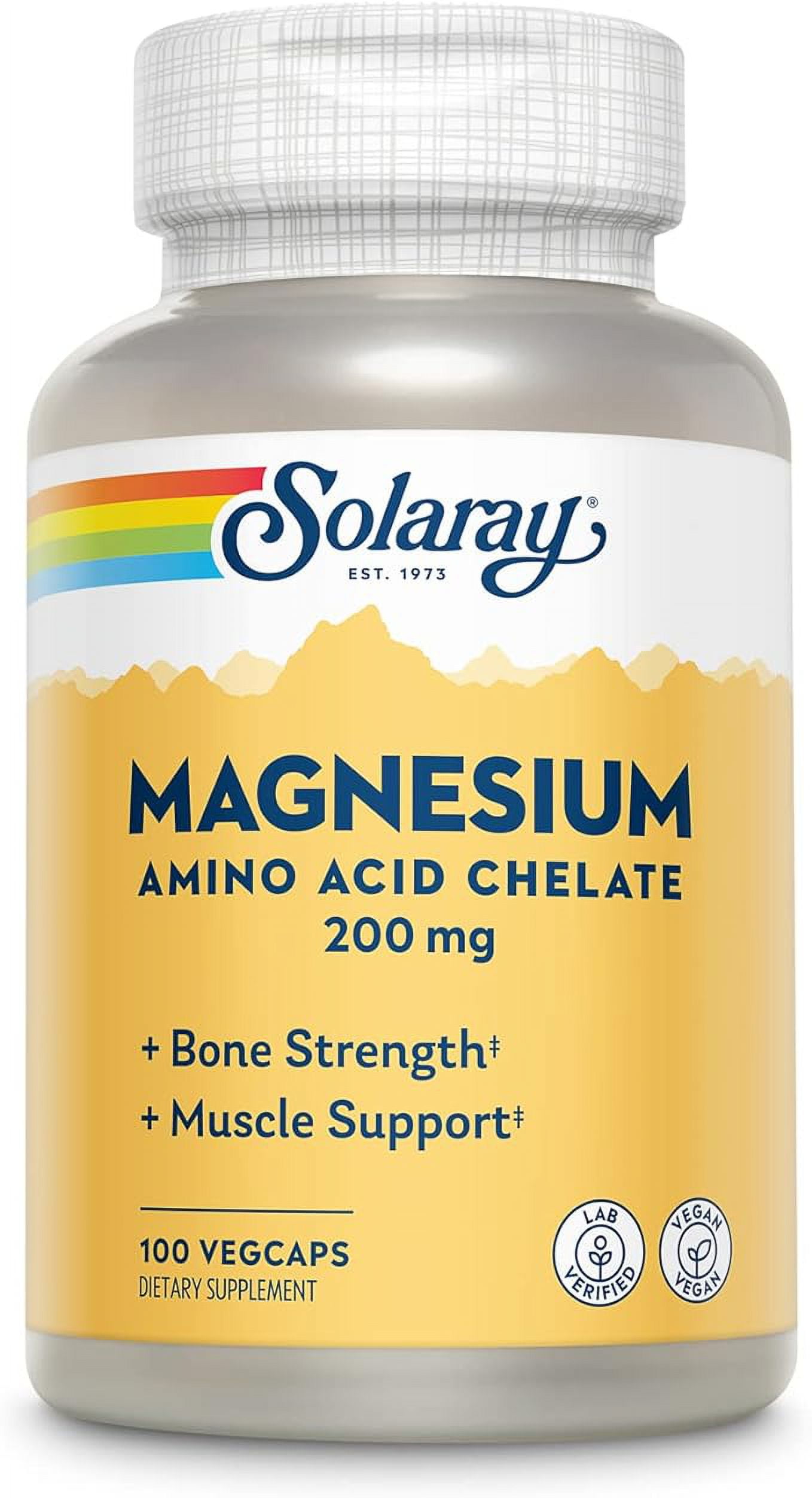 Solaray Magnesium Amino Acid Chelate 200 mg, Chelated Magnesium ...