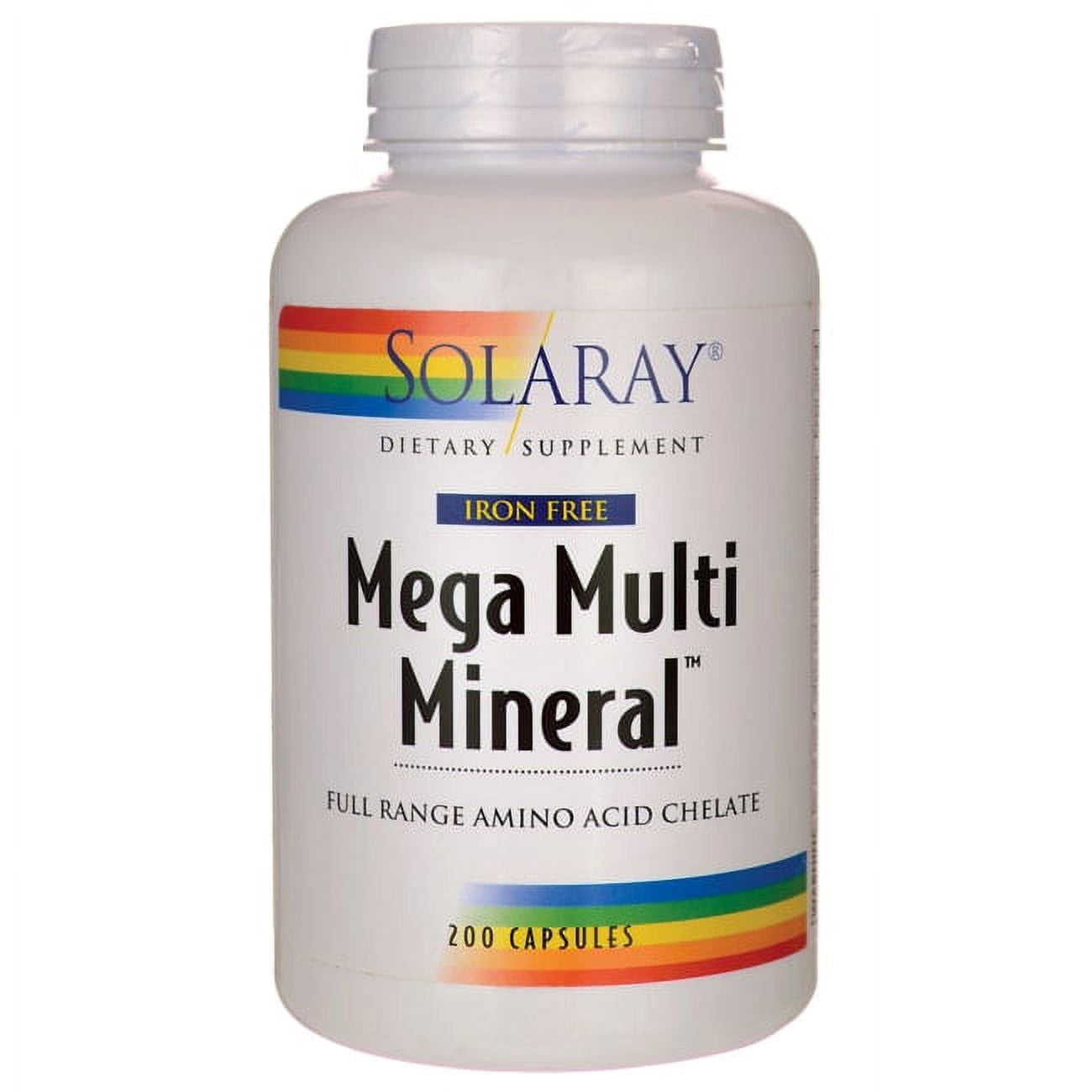 Solaray Mega Multi Mineral, Iron Free, 200 Capsules - Walmart.com