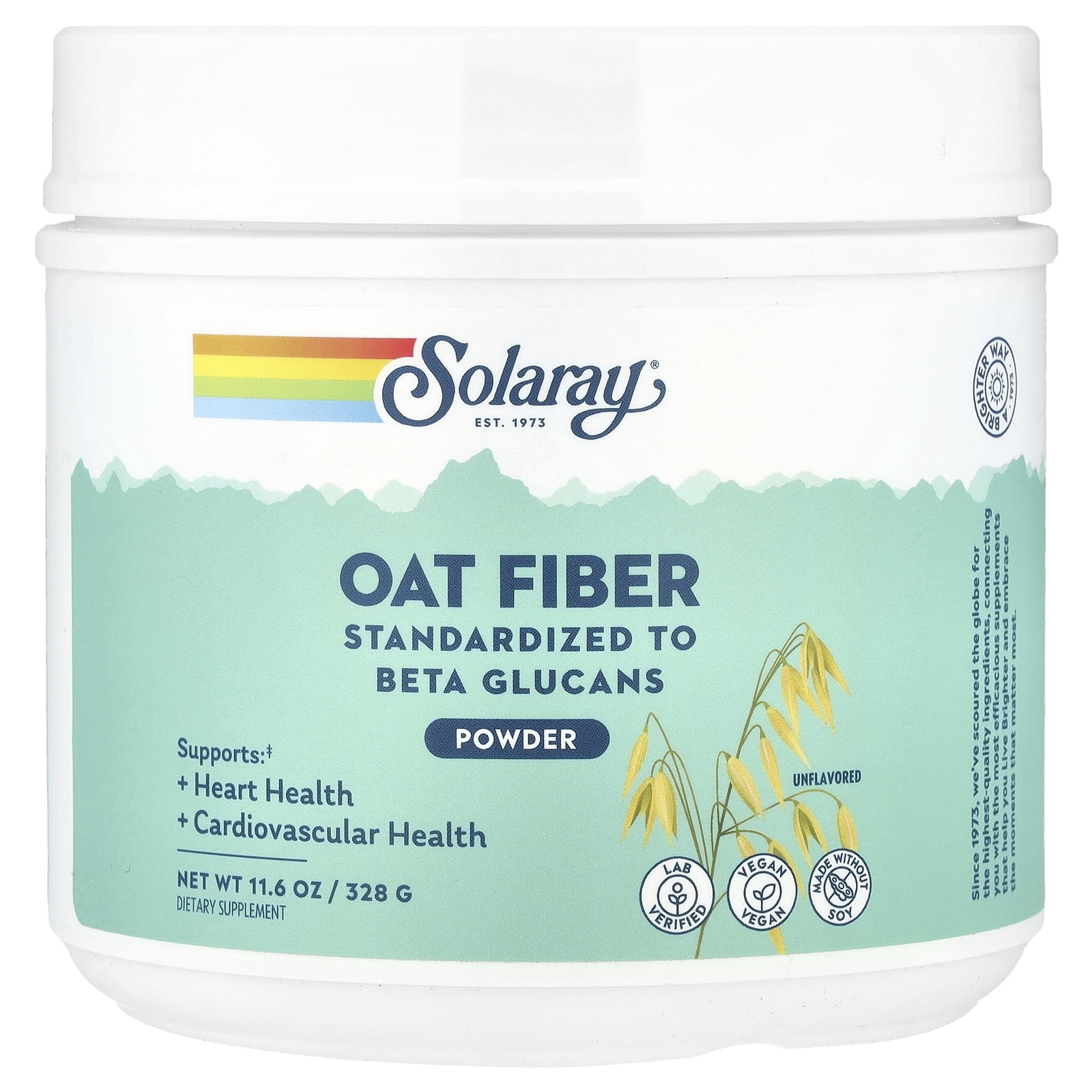 Solaray Oat Fiber Powder, Unflavored, 11.6 oz (328 g) - Walmart.com