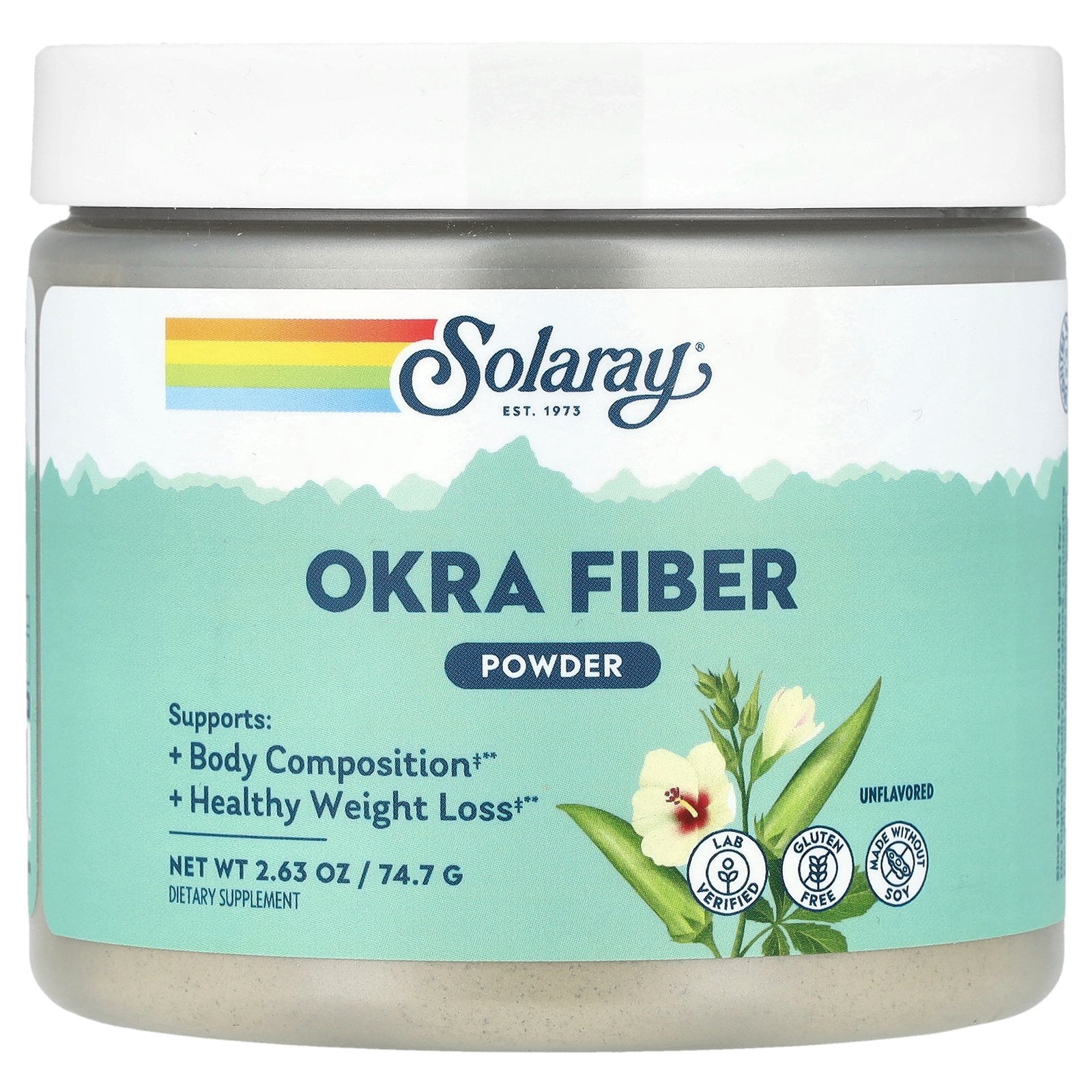 Solaray Okra Fiber Powder, Unflavored, 2.63 oz (74.7 g) - Walmart.com