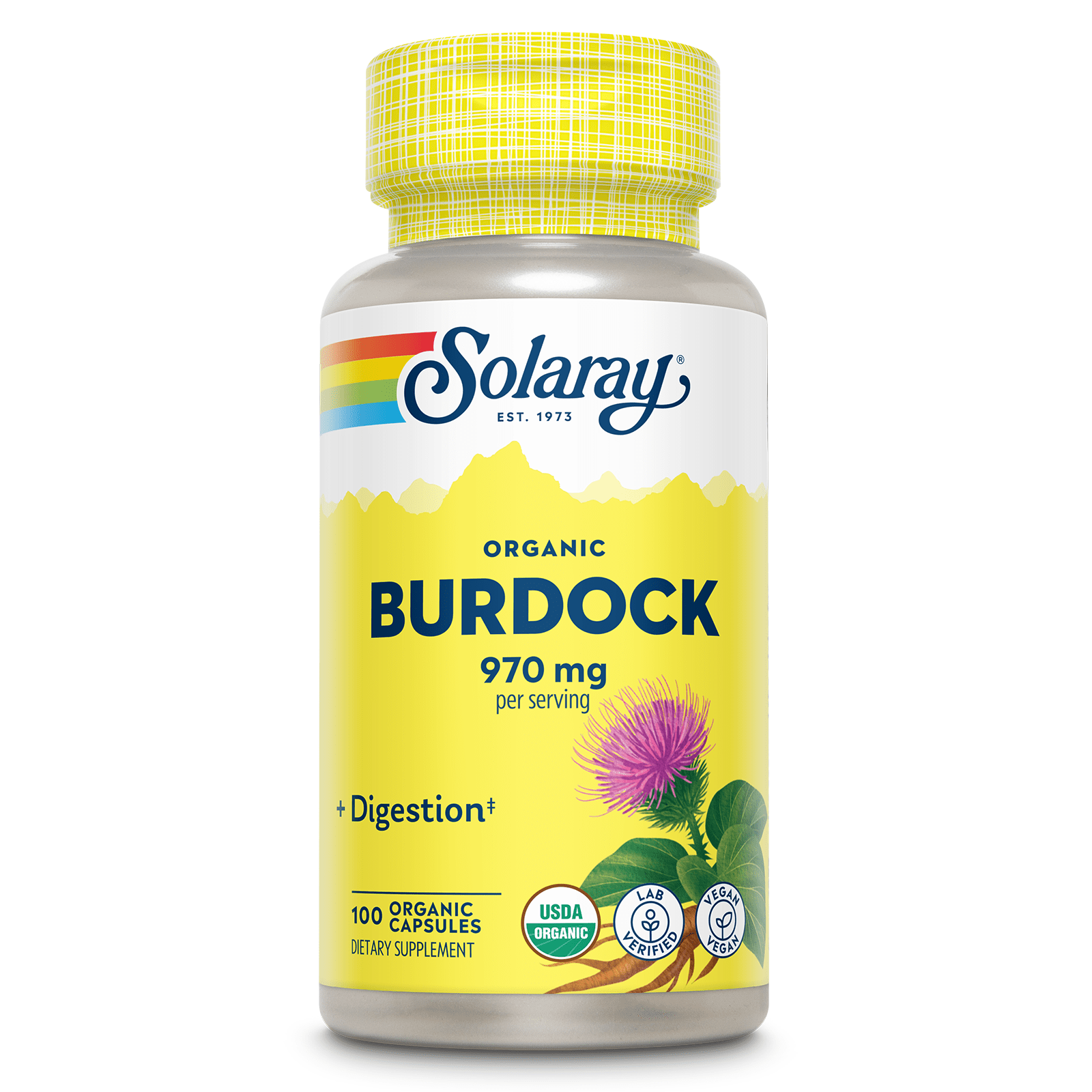 Solaray Organic Burdock Root 970 mg - Vegan Digestive Support ...