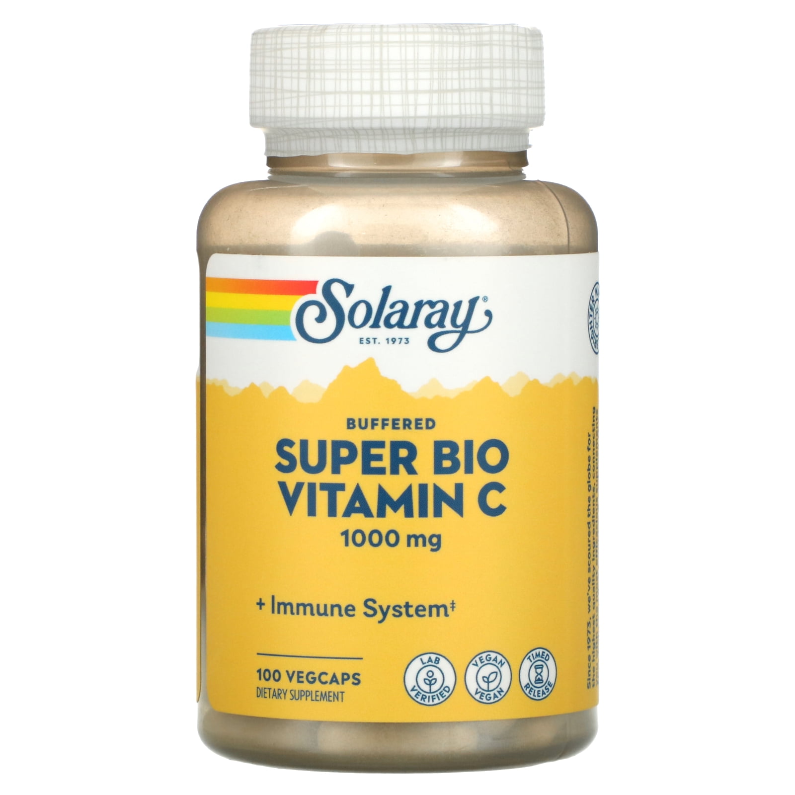 Solaray Super Bio Vitamin C 1000mg, Buffered, Timed Release, Immune Support, 50 Servings, 100 ...
