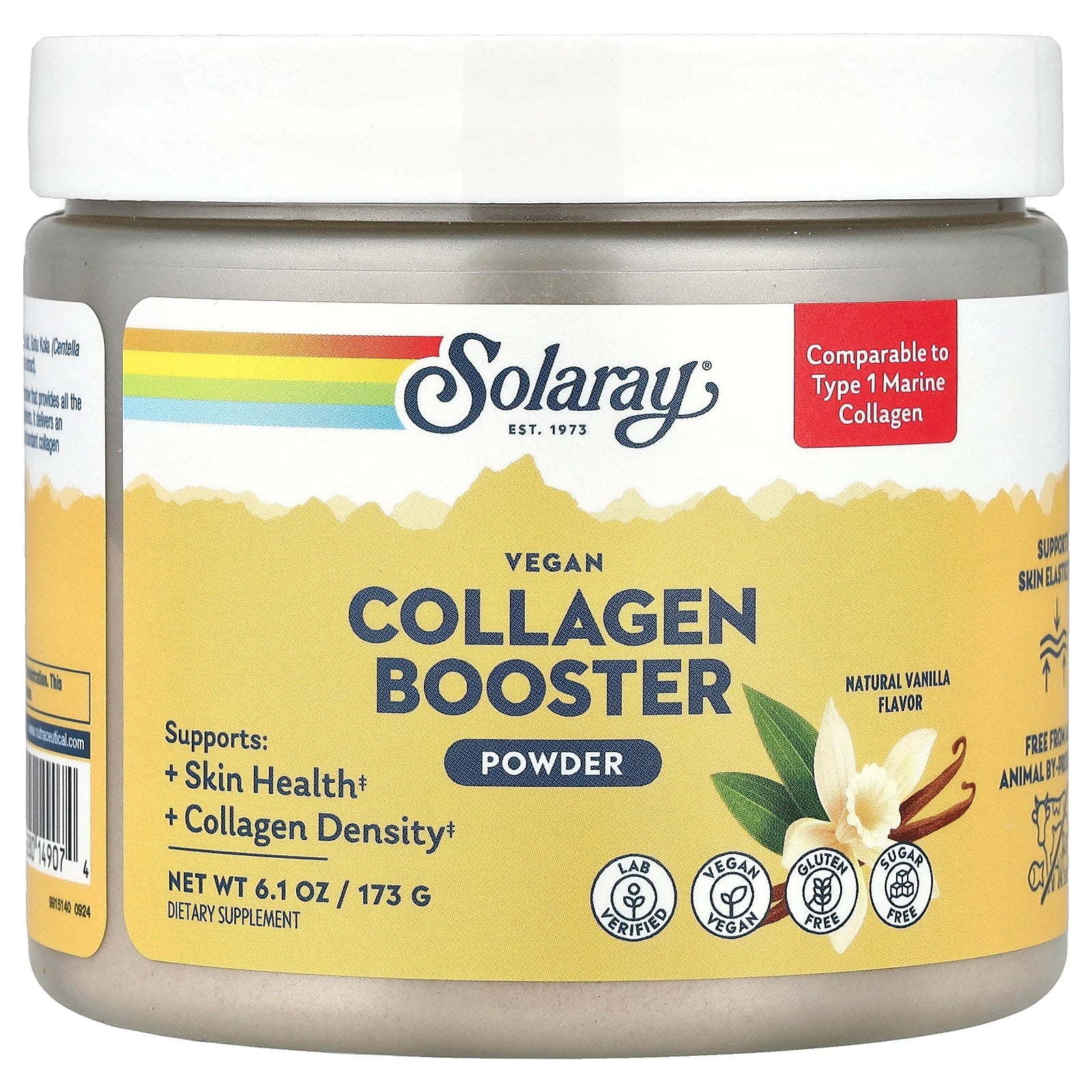 Solaray Vegan Collagen Booster Powder, Natural Vanilla , 6.1 oz (173 g ...