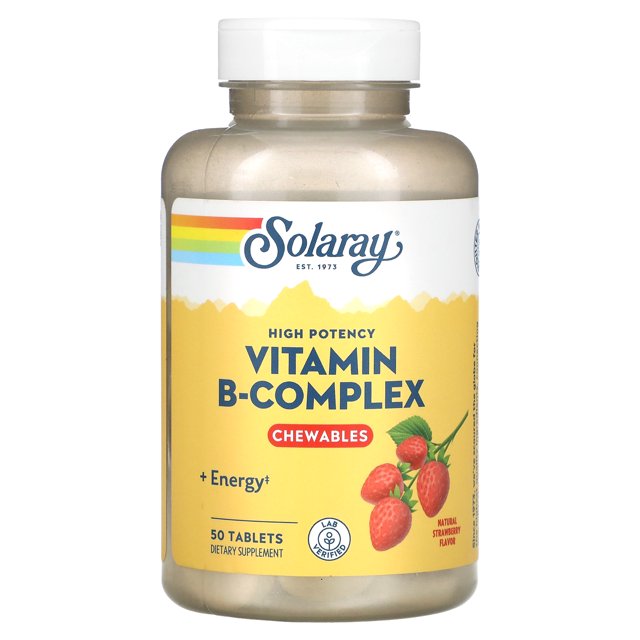 Solaray High Potency Vitamin B-Complex Chewables, Strawberry Flavor ...