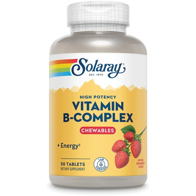 Solaray Vitamin B-Complex Chewables, Strawberry, Healthy Energy, Red ...