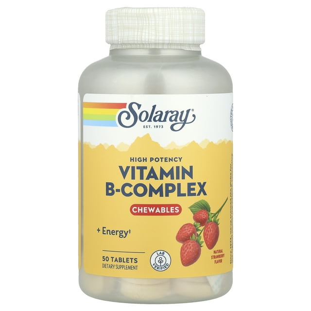 Solaray High Potency Vitamin B-Complex Chewables, Strawberry Flavor ...