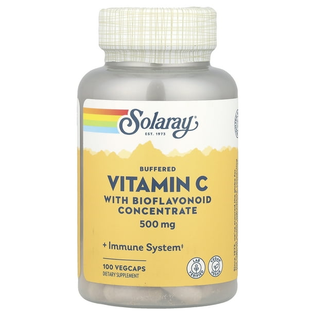 Solaray Buffered Vitamin C with Bioflavonoid Concentrate, 500 mg 100 Capsule - Walmart Business ...