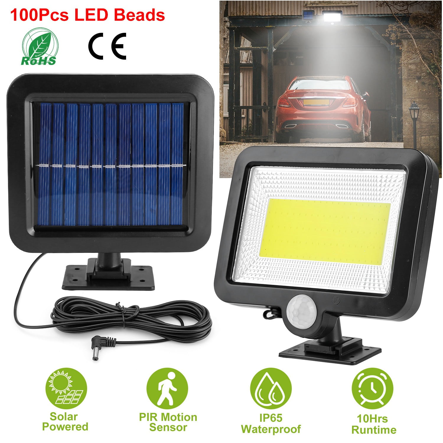Solarek 100 LED Solar Power Motion Sensor Light Security Flood Outdoor ...