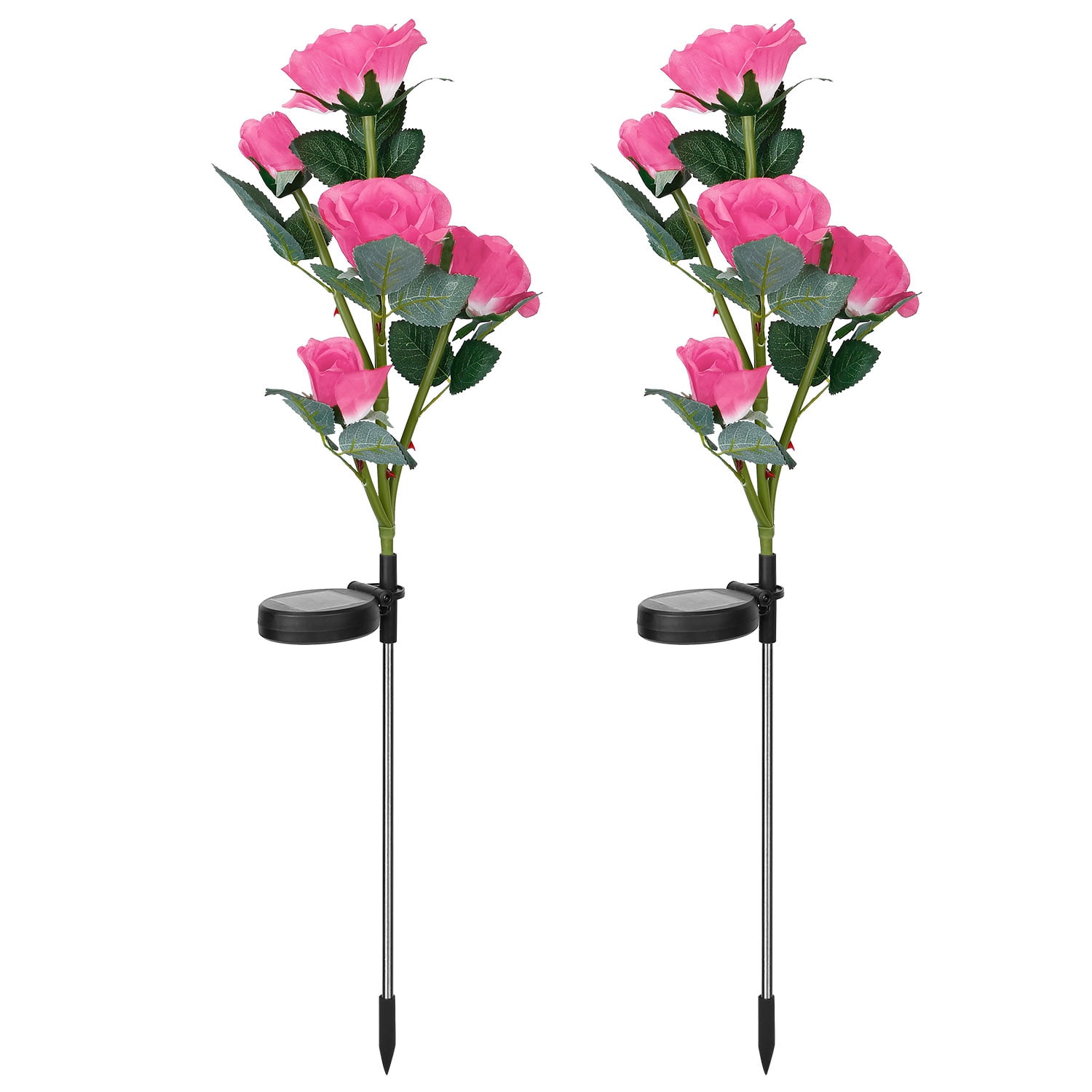 Solarek 2 Pack Solar Garden Stake Light Outdoor LED Solar Rose Flowers ...