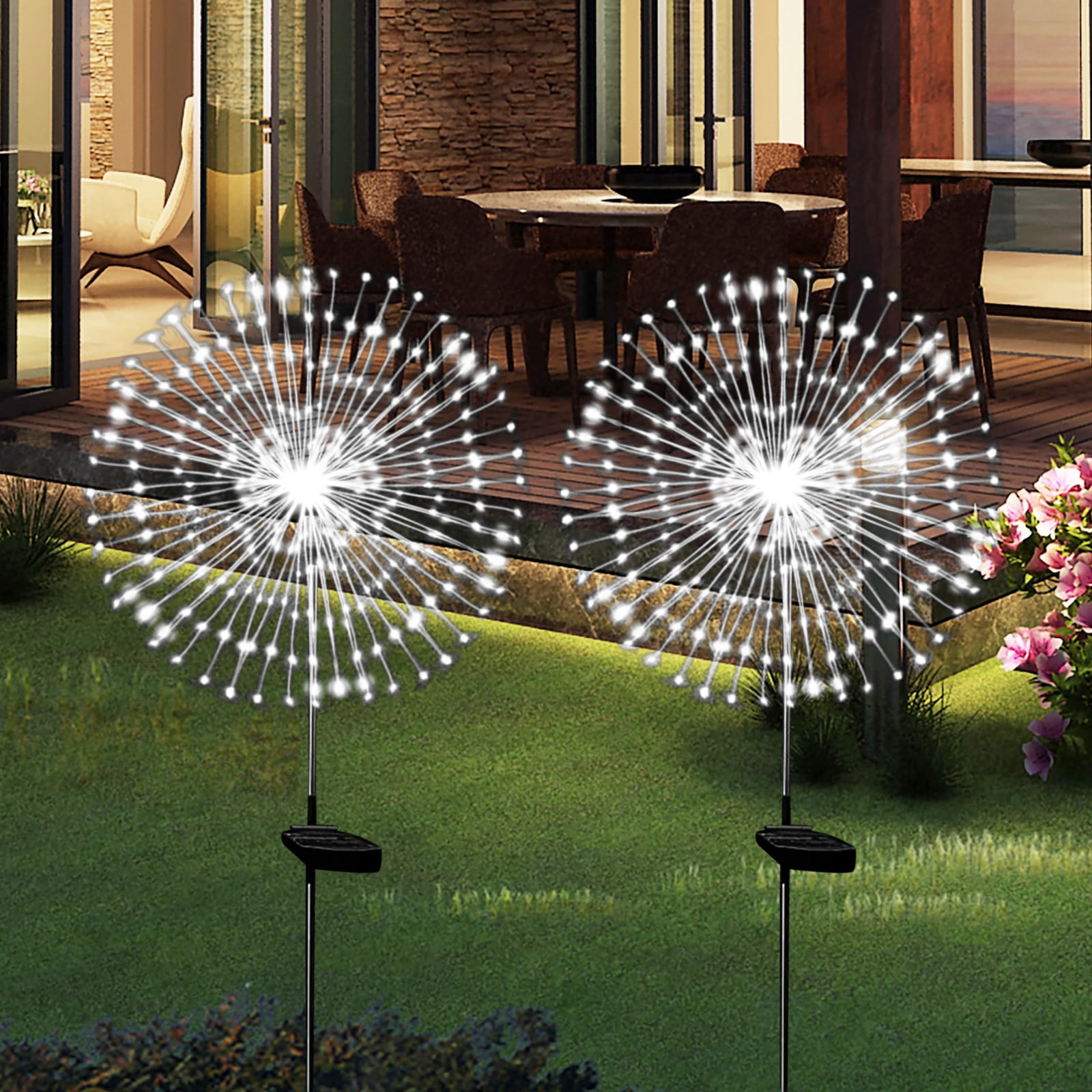 Solarera 2 Pack Solar Firework Outdoor Lights 120 Led For Pathway Yard