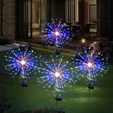 4 Pack Solar Garden Fireworks Lamp, 120 LED, 8 Modes, Waterproof ...