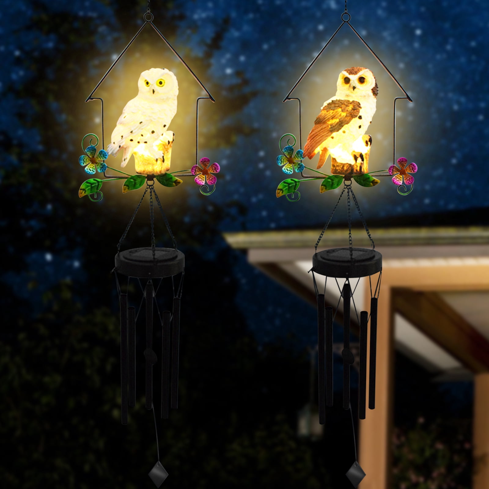 Solarera Garden Solar Wind Chimes Owl Lights Outdoor Waterproof LED ...
