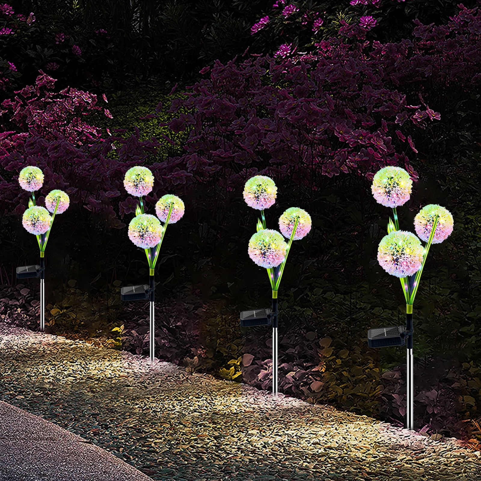OriginalSourcing Upgraded Solar Dandelion Garden Lights, 4 Pack Solar ...