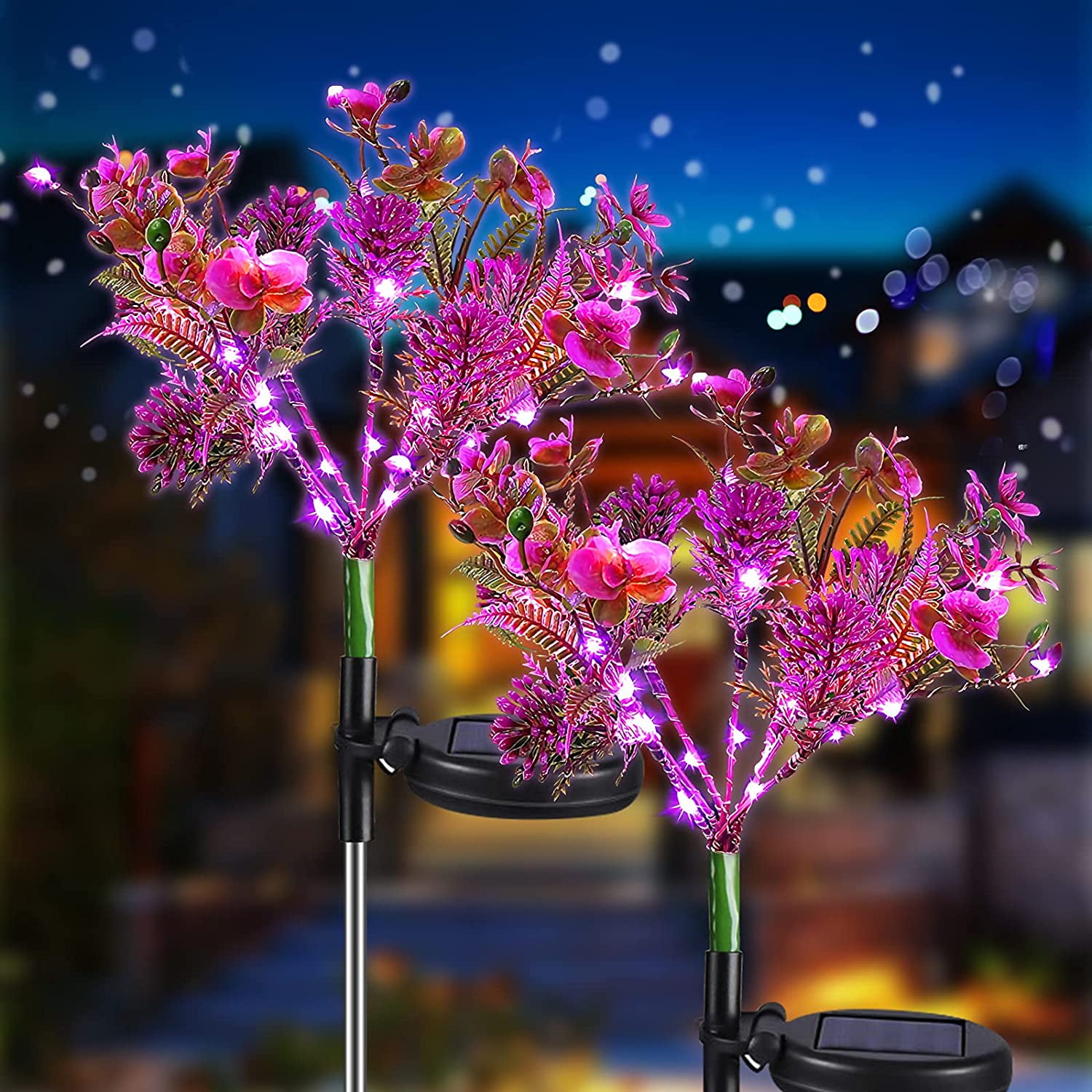 Solarera Waterproof Solar Powered Phalaenopsis Flower Lights, Purple ...
