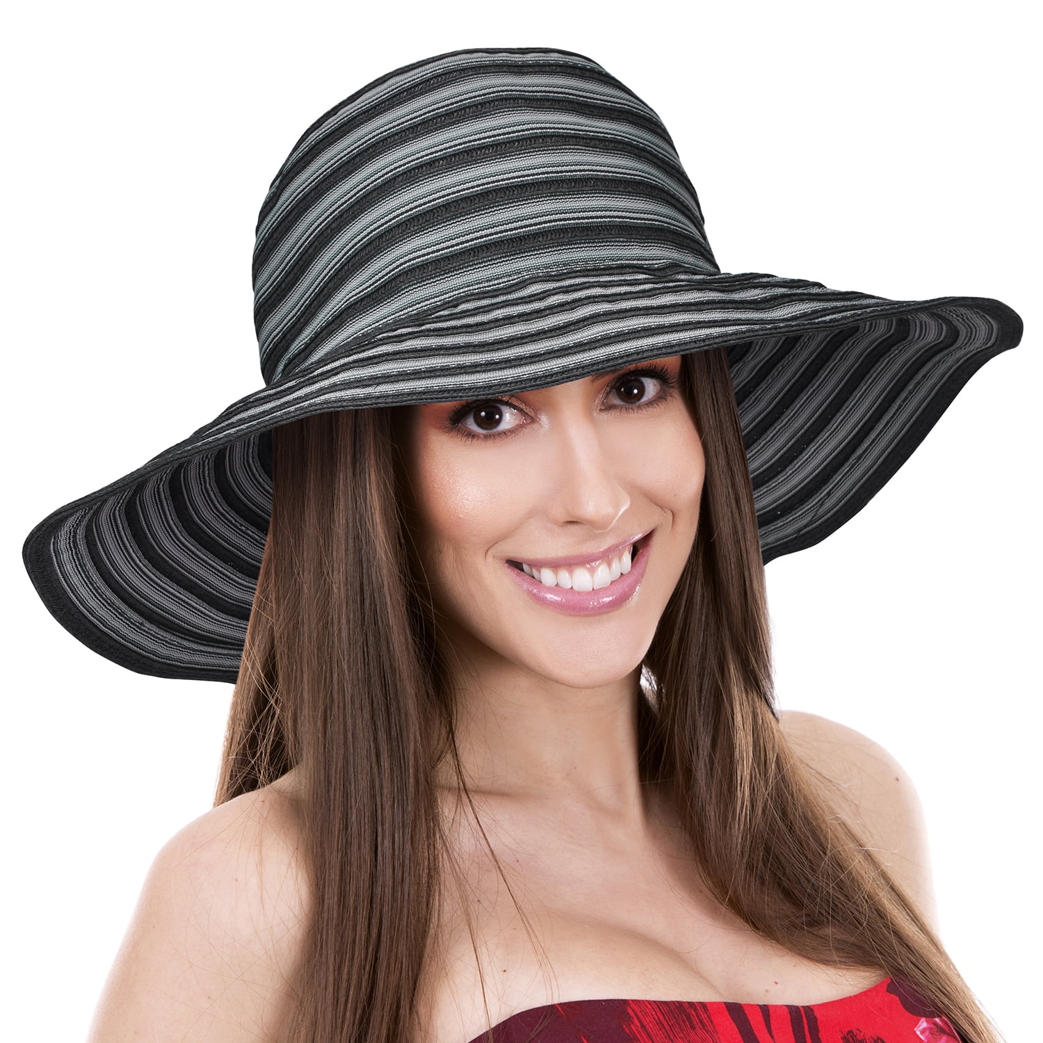 Solaris Women Sun Straw Hat, Summer Ladies Foldable Straw Hat with Wide ...