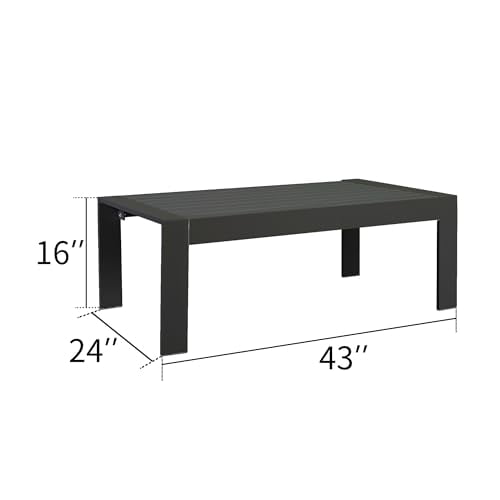 Solaste Aluminum Outdoor Coffee Table, All-Weather Rectangle Metal ...