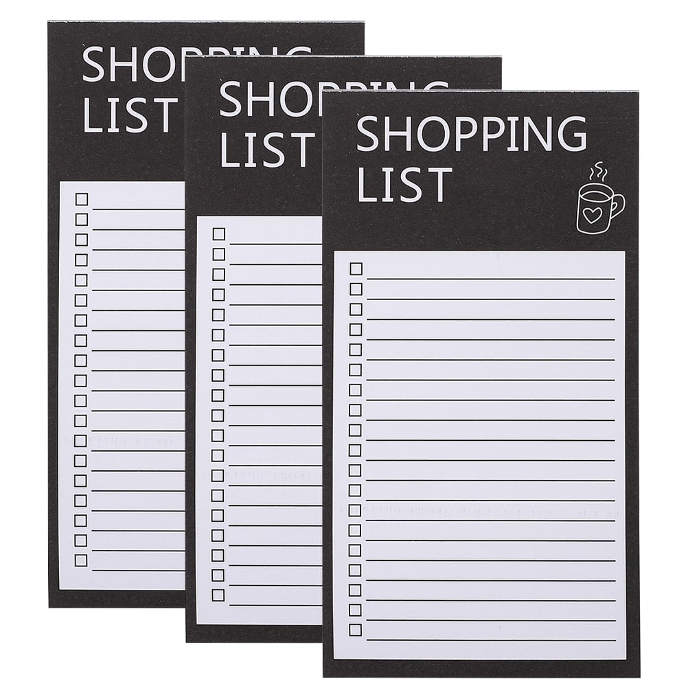 Set of 3 Magnetic Shopping List Notepads for Fridge - Full Back Memo ...