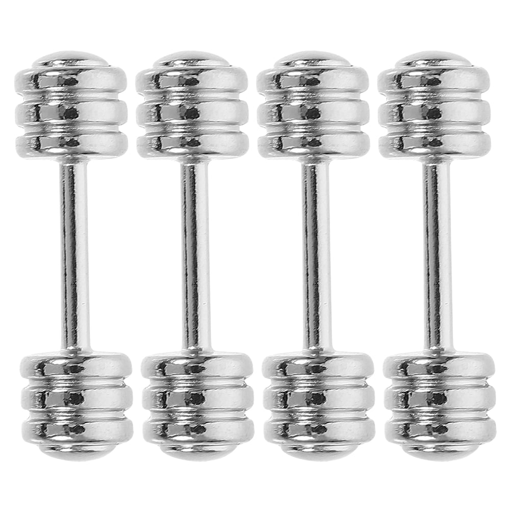 Alloy Silver Mini Dumbbells for Decor Pretend Play Toys 4pcs 1:12 ...