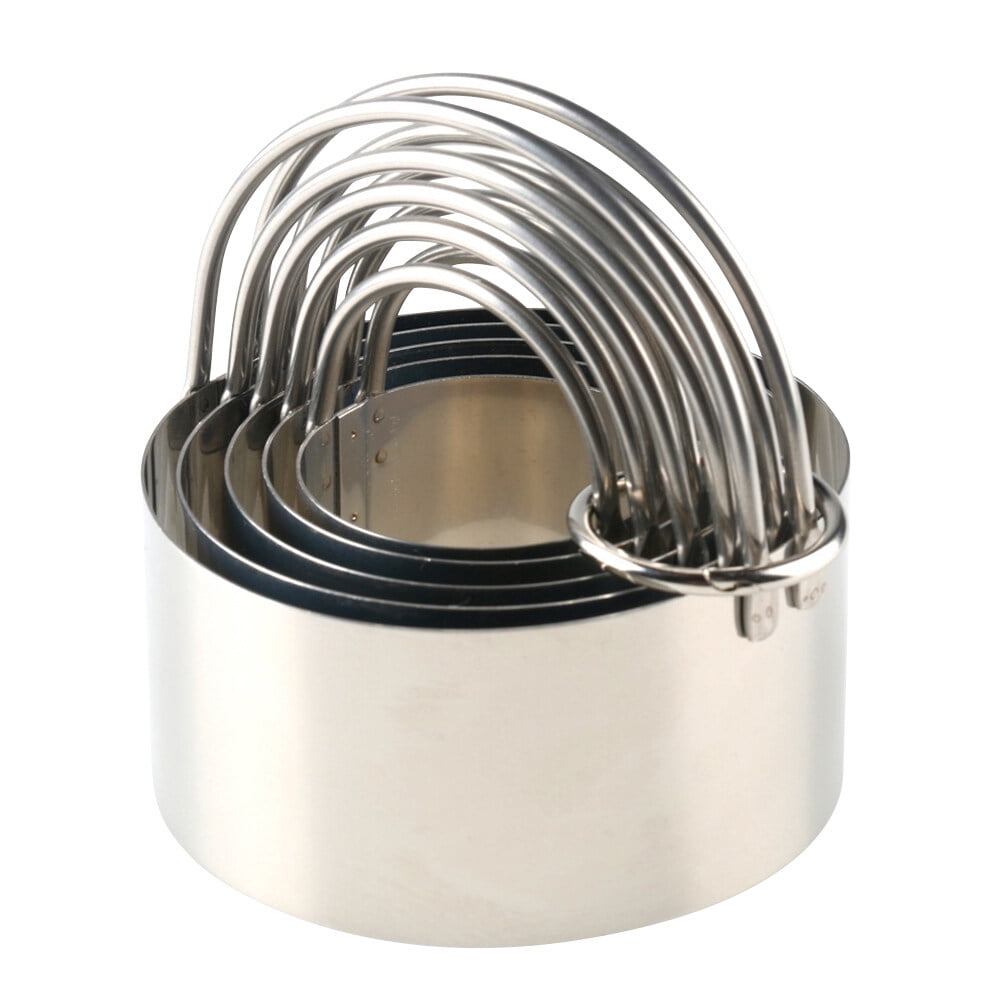 Sold 5 Pcs Round Cookie Cutters Stainless Steel with Handle Cake Mould ...