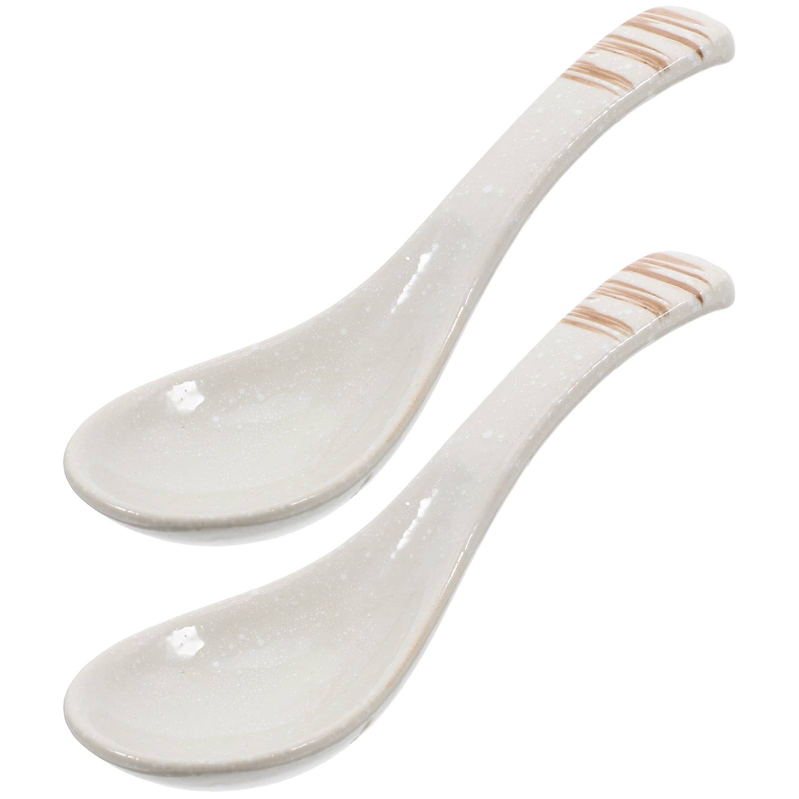 WEAVILUX Retro Style Ceramic Soup Spoon for Kitchen Dining with Smooth ...