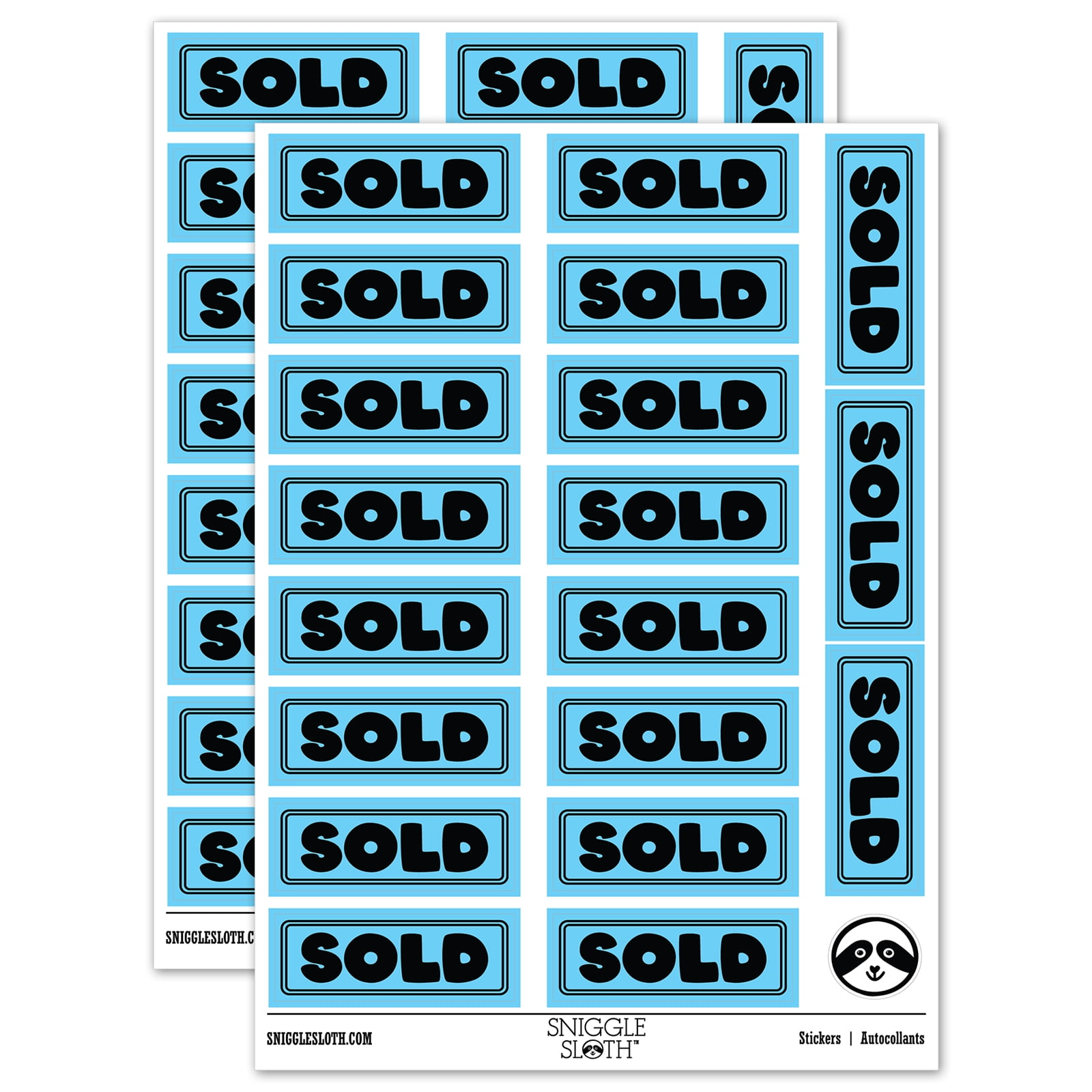 Sold Bold Sticker Set - Light Blue - Gloss Finish - 2.00" Large ...