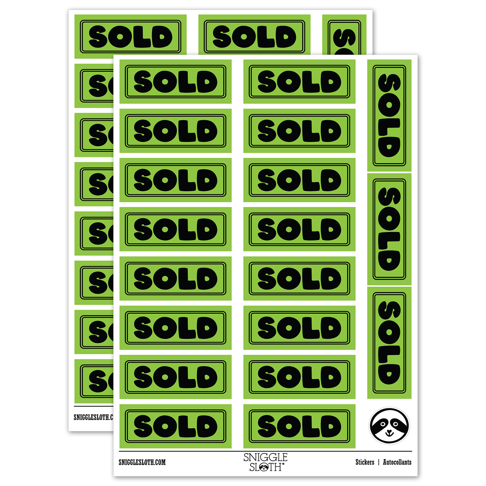 Sold Bold Sticker Set - Light Green - Gloss Finish - 2.00" Large ...
