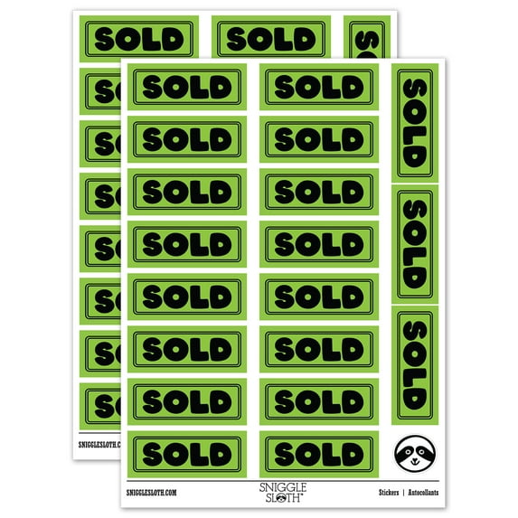 Sold Bold Sticker Set - Light Green - Gloss Finish - 2.00" Large ...