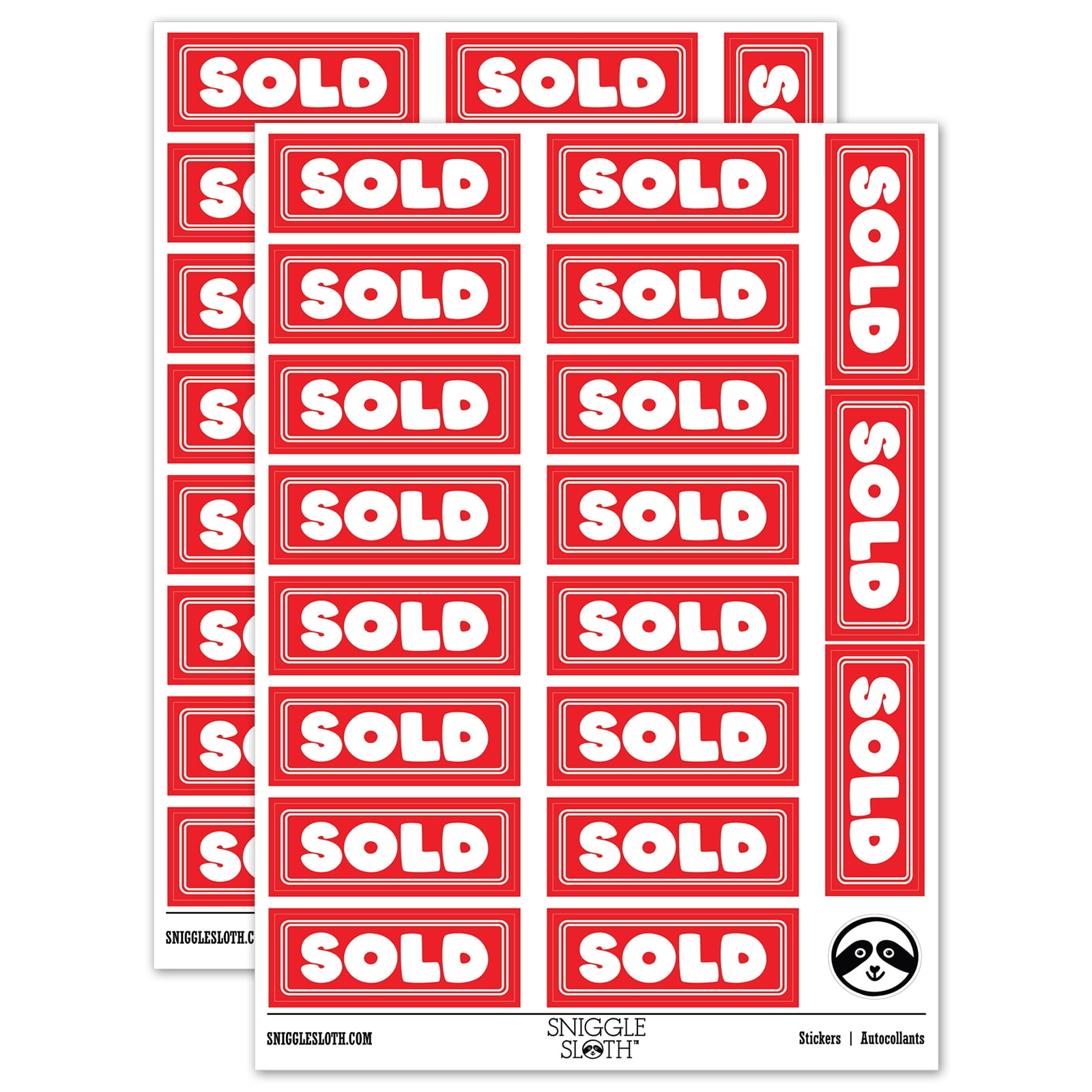 Sold Bold Sticker Set - Red - Gloss Finish - 2.00" Large - Walmart.com