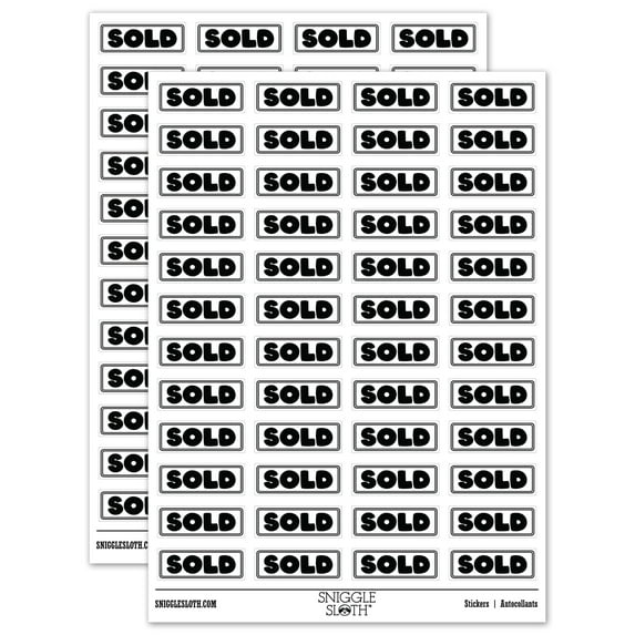 Sold Bold Sticker Set - White - Gloss Finish - 1.25" Mini - Walmart.com