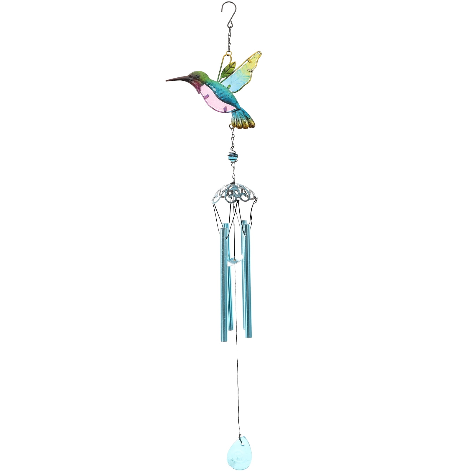 Sold Hummingbird Wind Chime Glass Hummingbird Decor Garden Metal Wind ...