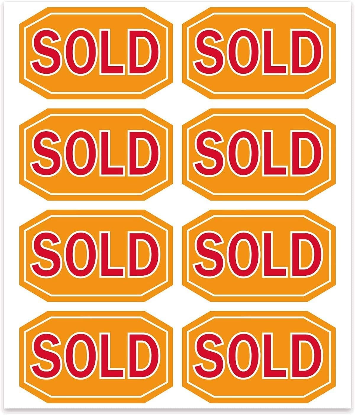 Sold Rectangle Stickers 2x1.2 inch Orange Sticker Labels,Pricing ...