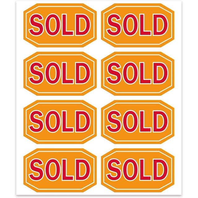 Sold Rectangle Stickers 2x1.2 inch Orange Sticker Labels,Pricing ...