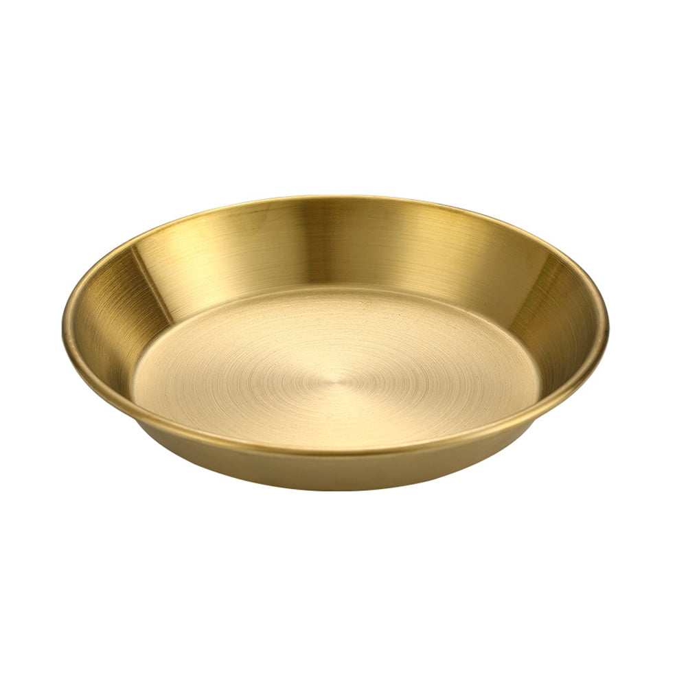 OUNONA Golden Stainless Steel Plate for Storage Multifunctional Serving ...