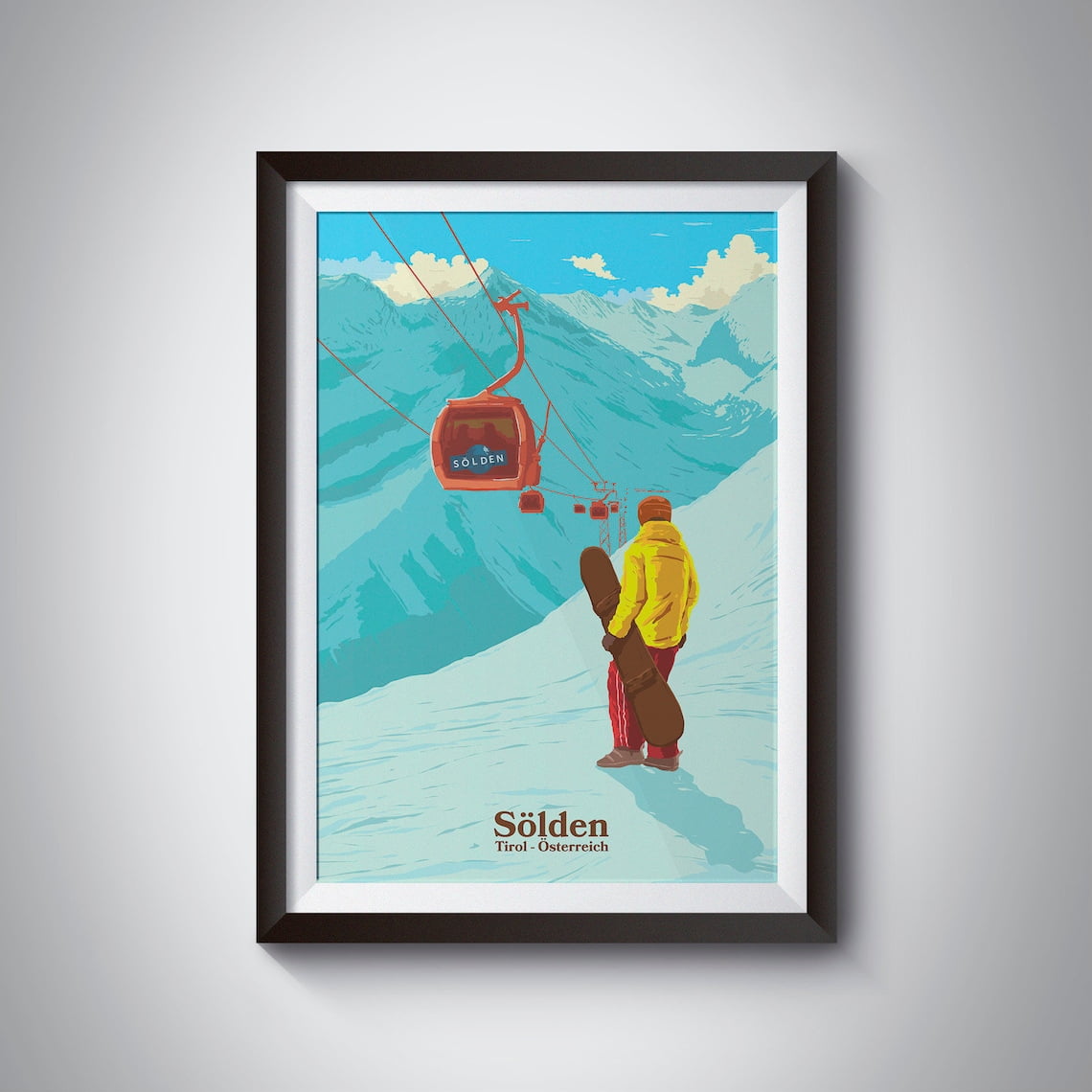 Solden Snowboarding Poster, Austria, Skiing Gift, Retro Print, Vintage ...