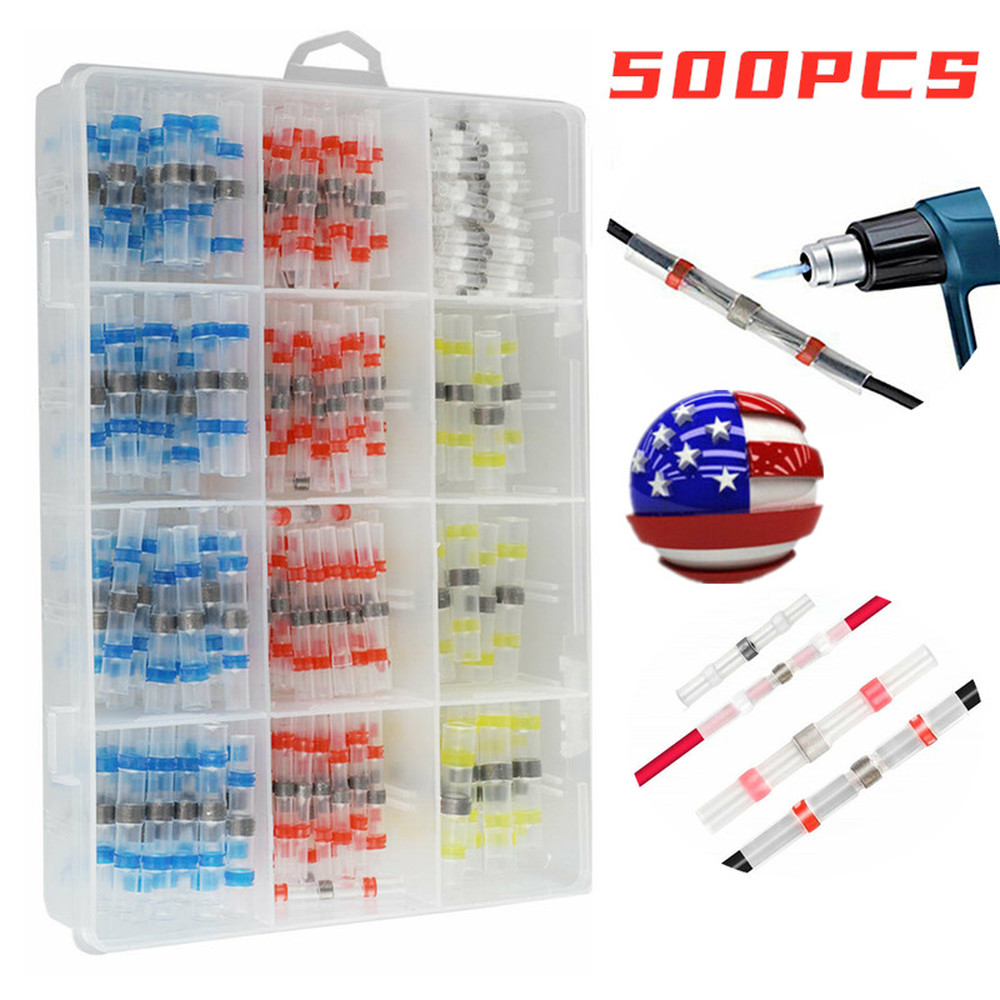 Solder Seal Sleeve Heat Shrink Electric Butt Wire Connectors Terminal ...
