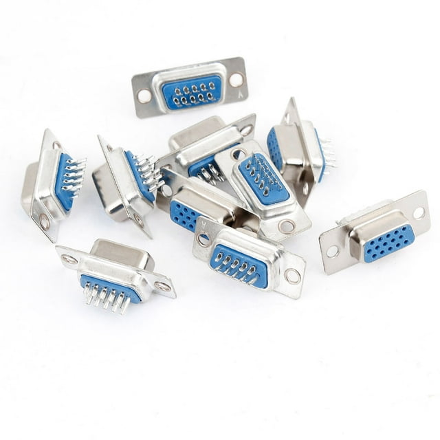 Solder Type 15 Pin D-SUB PCB Mount VGA HD15 Female Adapter Converter 10 Pcs - Walmart.com
