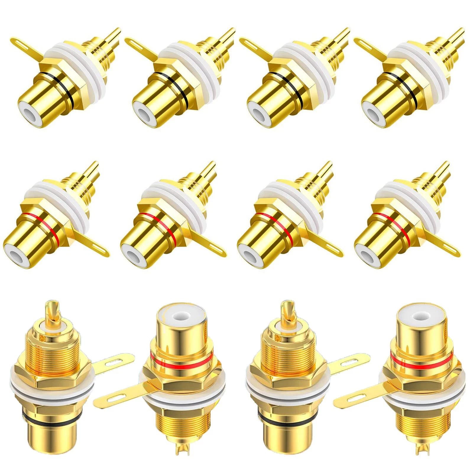 Solderable Rca Panel Mount Plug Female Jacks Socket Connector Chassis ...