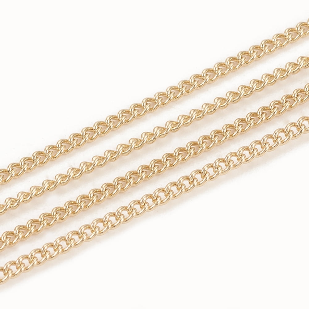 Soldered Brass Curb Chains with Spool Real 18K Gold Plated 1.8x1.3x0 ...